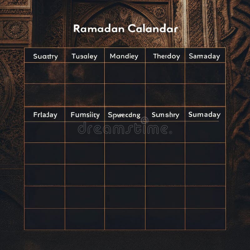 Ramadan Calendar Template – Track Fasting & Prayer Times Stock ...
