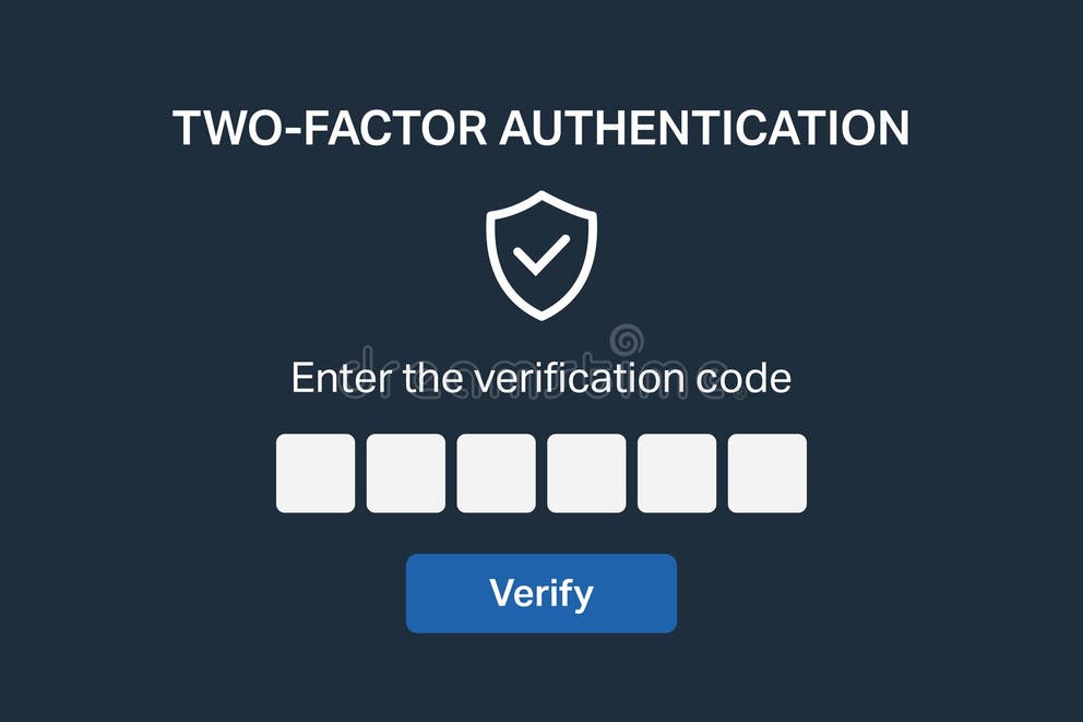 Dark Themed Two Factor Authentication Screen with Shield Icon. Stock ...