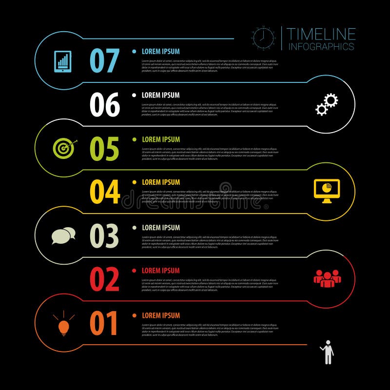 Dark Timeline Infographics with Icons. Vector Stock Vector ...