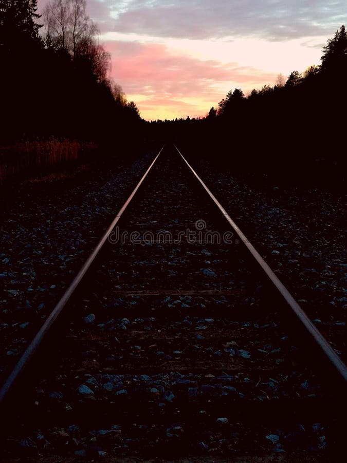 Train track stock image. Image of night, train, dark - 120217269