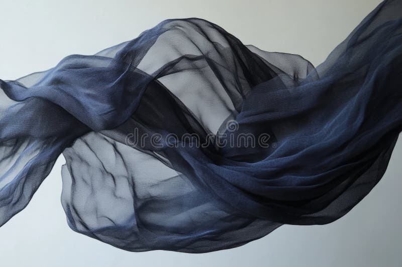 Dark Translucent Fabric Gracefully Waves Against Light Background Stock ...