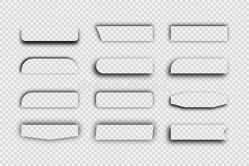 Set of Twelve Rectangular Shadows Isolated on Transparent Background ...