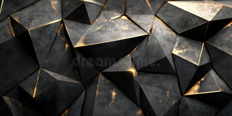 Dark Triangular Geometric Background with Gold Accents, Pyramid ...