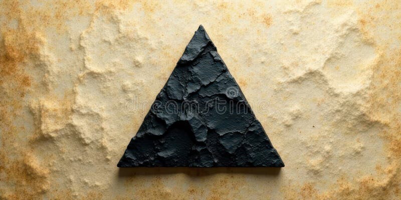 A Dark Triangular Stone Rests on a Textured, Pale Surface, Creating a ...