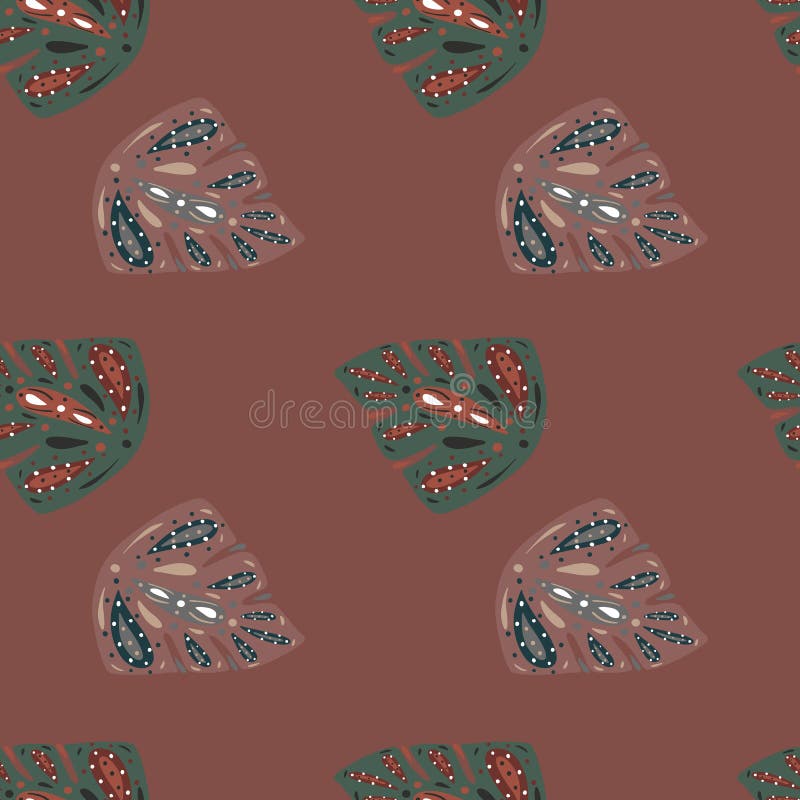 Dark Tropical Foliage Seamless Pattern with Doodle Abstract Monstera ...