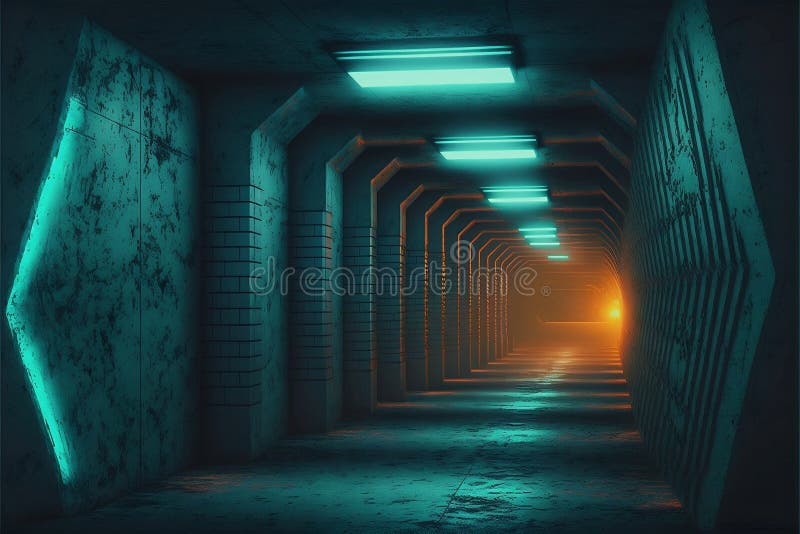 Dark Tunnel Corridor with Light at End Stock Illustration ...