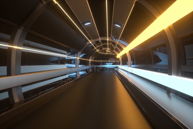 Dark Tunnel with Light at the End, 3d Rendering Stock Illustration - Illustration of shine, neon ...