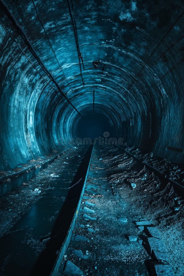 A Dark Tunnel with a Train Going through it Stock Image - Image of ...