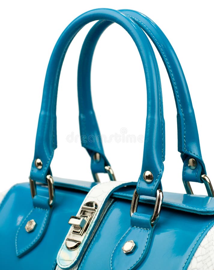Dark Turquoise Glossy Female Handbag Isolated on White Background ...