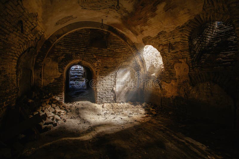 Dark Underground Cellar Under Old Castle Stock Photo - Image of ...