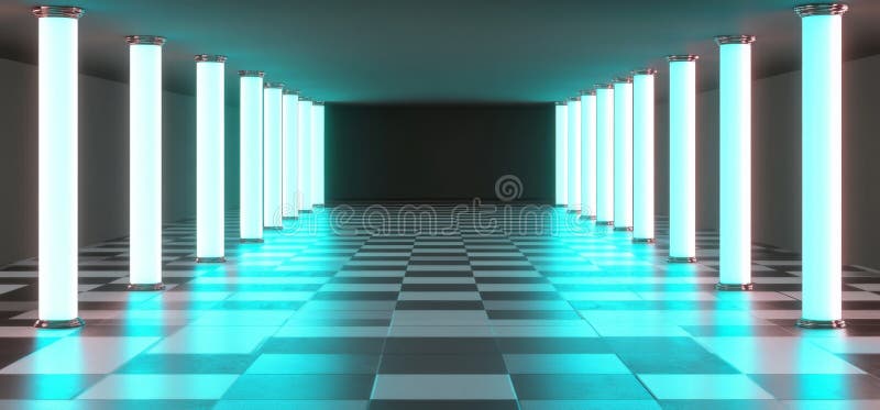 In a Dark Underground Setting, a 3D Rendering of a Studio Showroom and ...