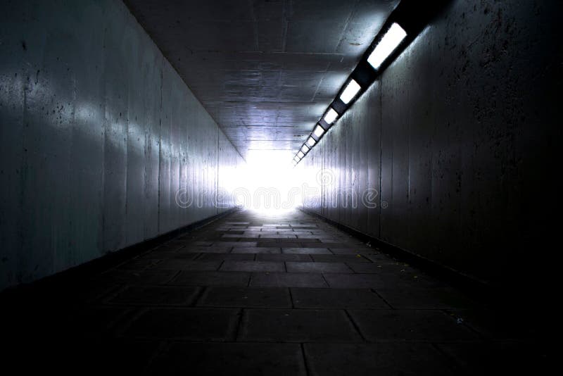 Dark Underpass and Light at the End of the Tunnel Stock Photo - Image ...