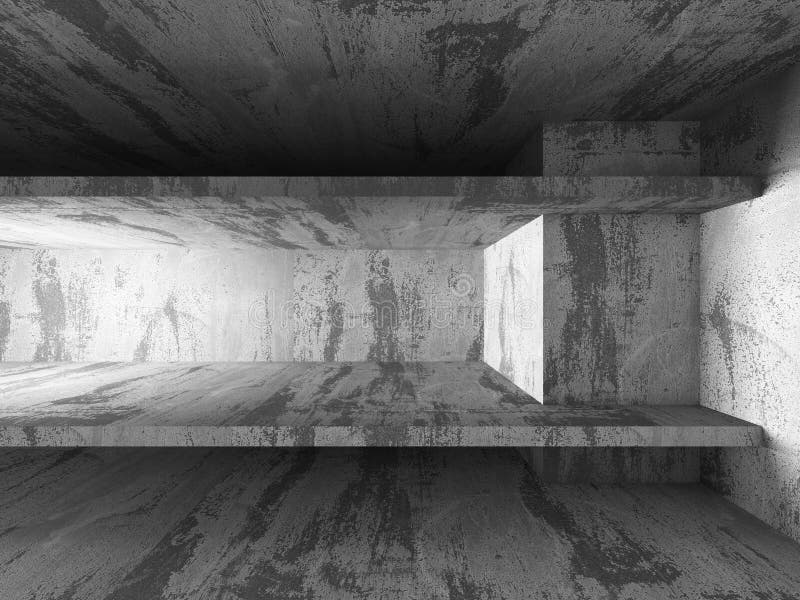 Dark Urban Empty Concrete Room Basement Interior. Architecture B Stock ...