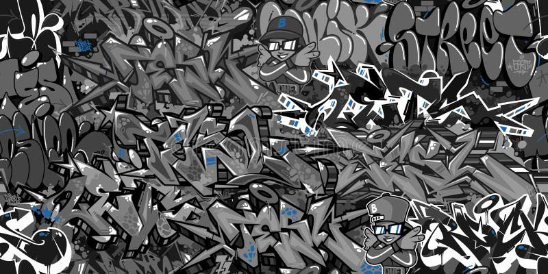 Dark Urban Graffiti Street Art Seamless Pattern. Vector Illustration ...