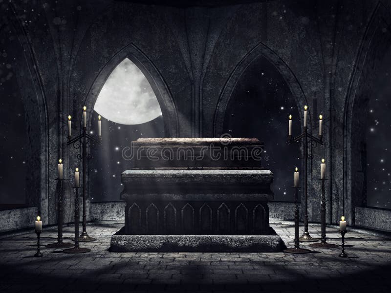 Old Crypt in a Gothic Graveyard Stock Illustration - Illustration of ...