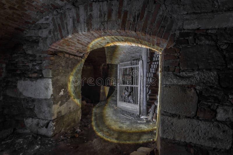 Dark Vault in a Cellar from a Old Castle Stock Image - Image of place ...
