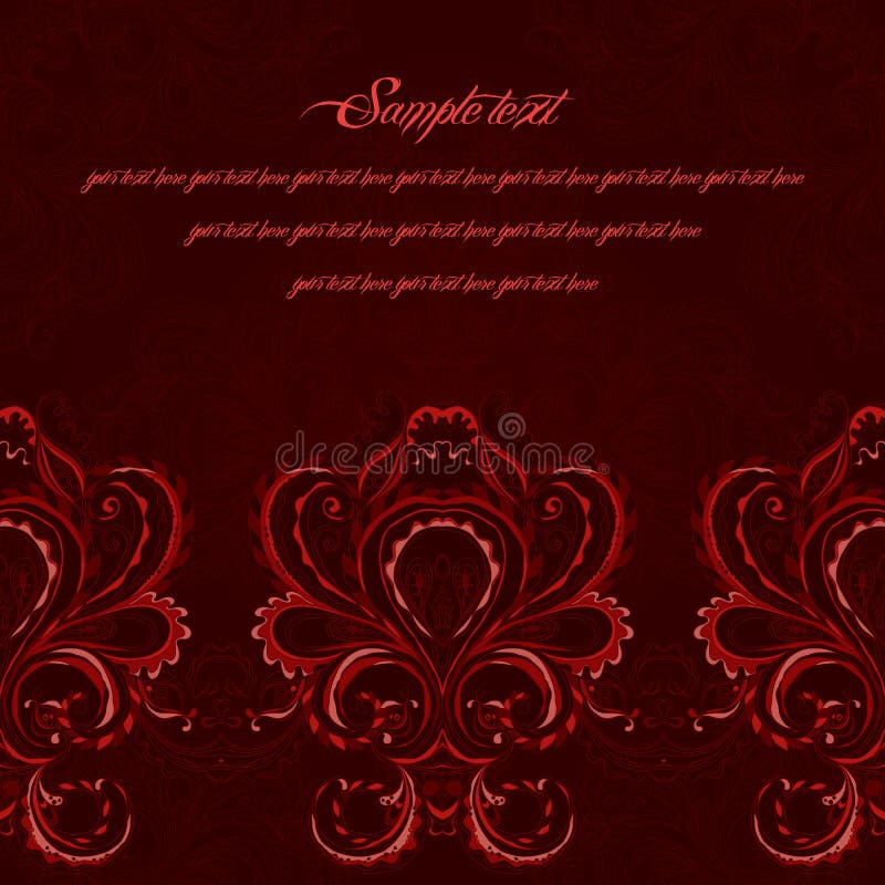 Dark Victorian Greeting Card. Red Color. Stock Vector - Illustration of ...