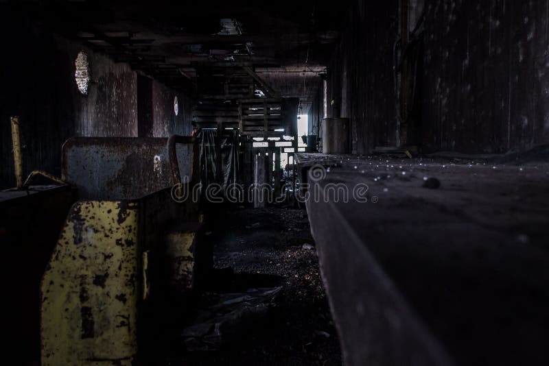 Dark View of an Abandoned Factory Stock Photo - Image of industrial ...