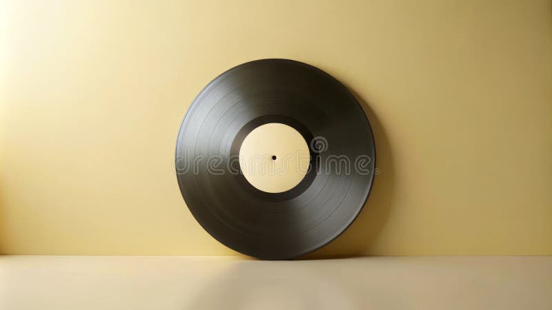 A Dark Vinyl Record with a Pale Center Label Rests Against a Pale ...