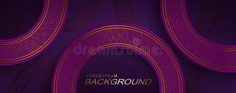 Dark Violet Design, Round Frames with Gold Border Stock Vector ...