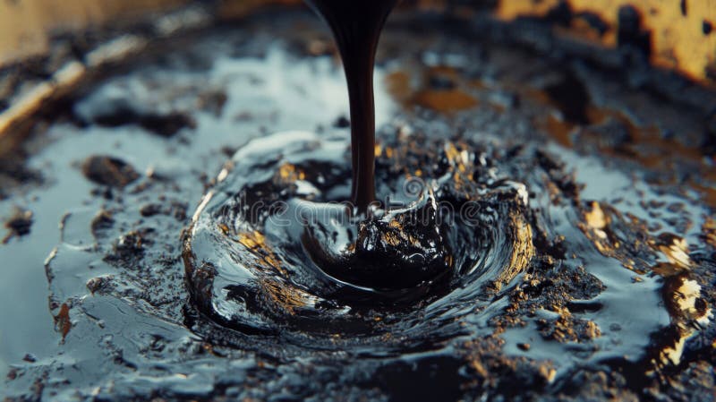 Dark Viscous Liquid Pouring into a Container Stock Illustration ...
