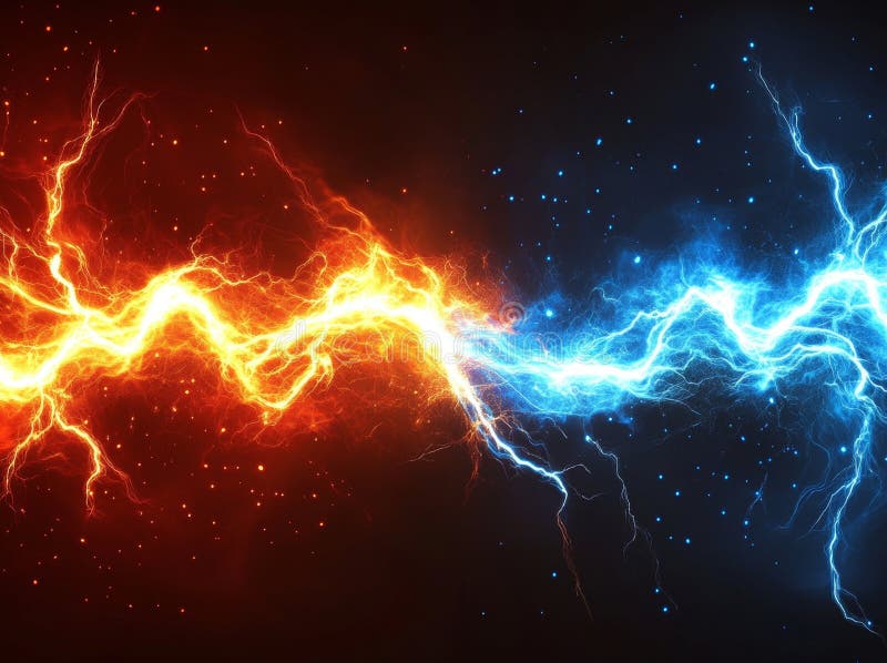 The Dark Void is Illuminated by the Clash of Vibrant Blue and Red ...