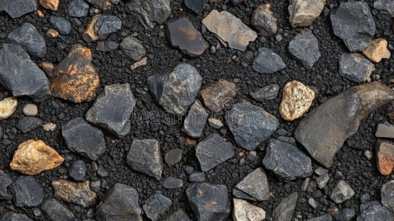 Dark Volcanic Rock Surface Texture with Varied Stones Stock ...