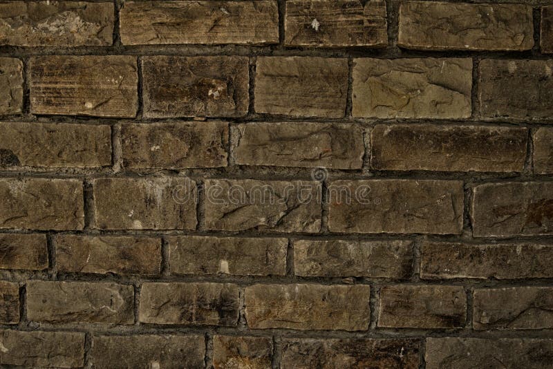 Dark Wall of Stone Grey Bricks, Abstract Background. Brick Wall ...