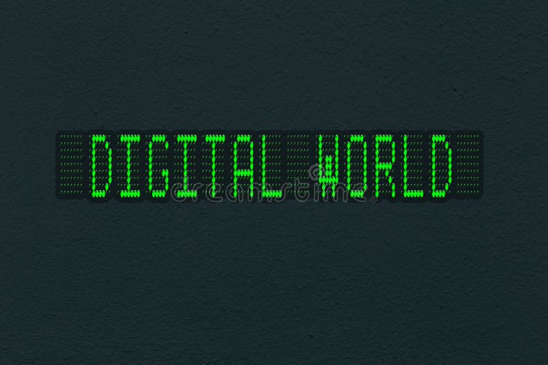 Dark Wall Texture with LED Panel with Inscription Digital World Stock ...