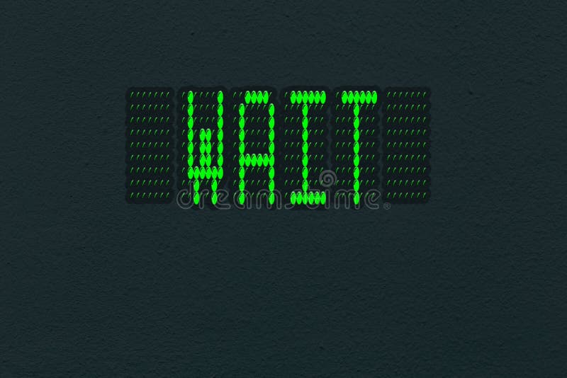 Dark Wall Texture with LED Panel with Inscription Wait Stock ...