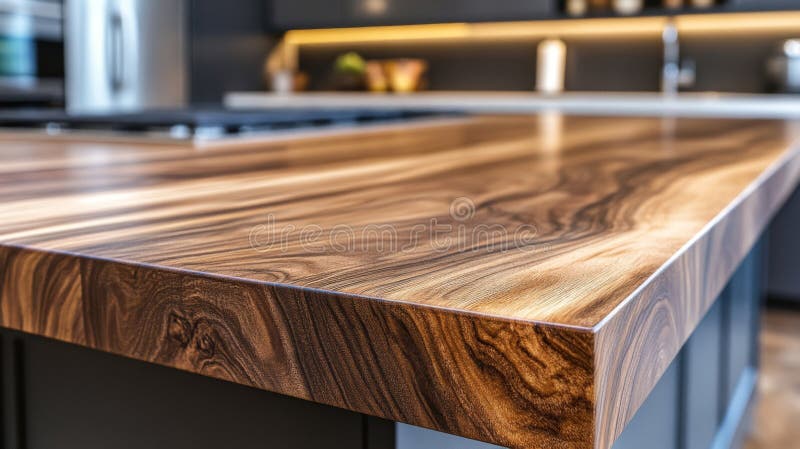 Dark Walnut Wood Kitchen Countertop Close Up Stock Illustration ...