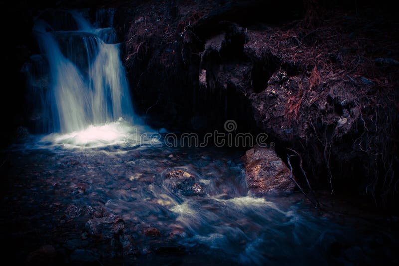 Dark Waterfall stock photo. Image of rocks, northwest - 85120632
