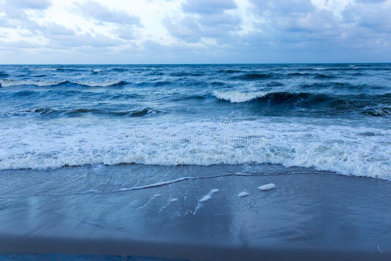 Sea Wave On The Beach, The Surf On The Black Sea Coast At Sunset. Stock ...