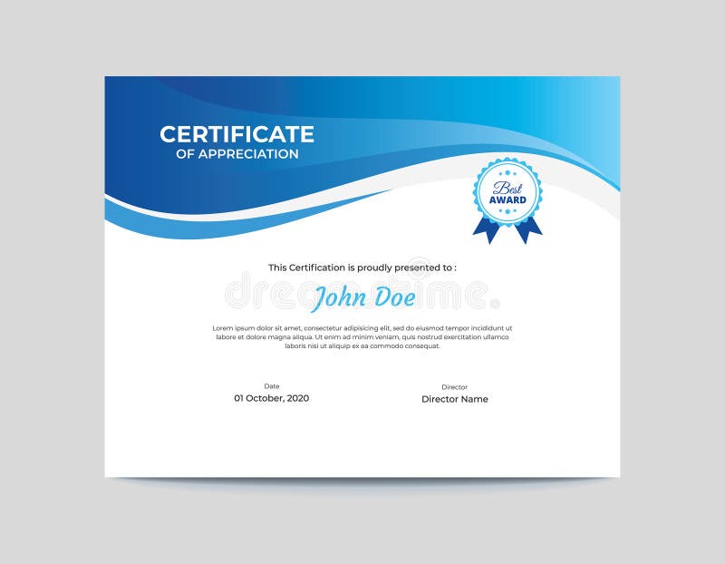 Abstract Blue Waves Certificate Design Stock Vector - Illustration of ...