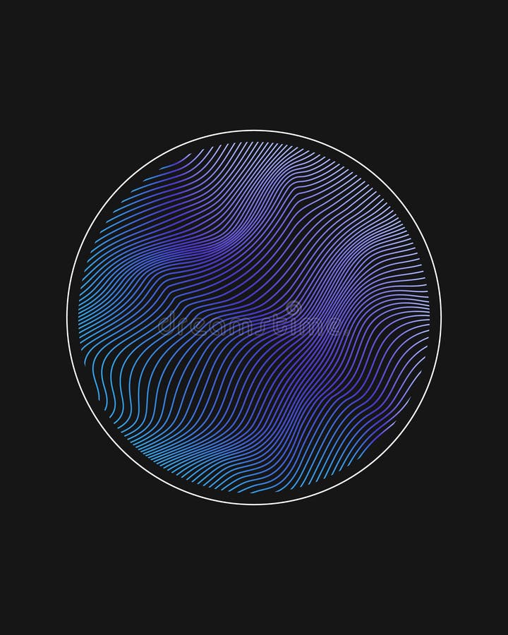 Dark Wavy Lines in a Circle Frame Poster Design Copy Space Stock Vector ...