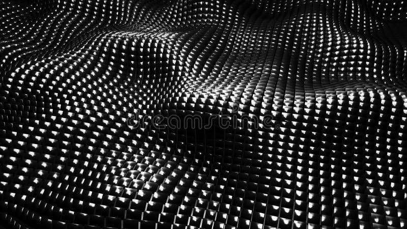 Dark Wavy Mosaic Background, 3D Waves from Square Shapes, Technology ...