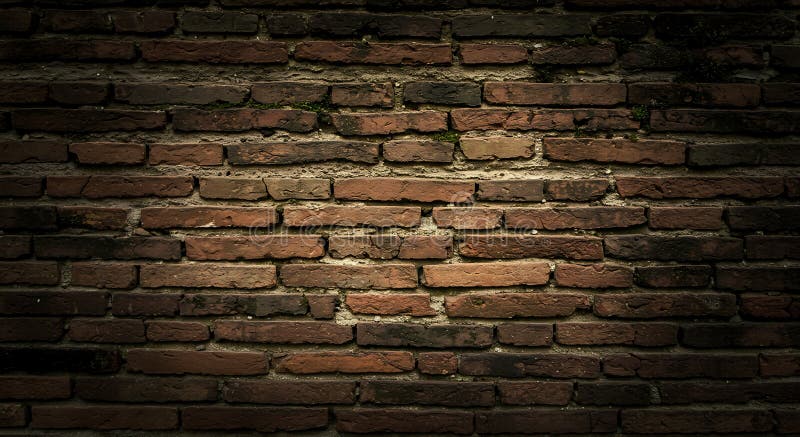 A Dark, Weathered Brick Wall with an Irregular Pattern. the Bricks are ...