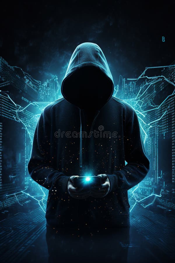 The Dark Web Hooded Hacker Banner Stock Photo - Image of hacker ...