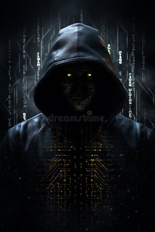 The Dark Web Hooded Hacker Banner Stock Image - Image of crime ...