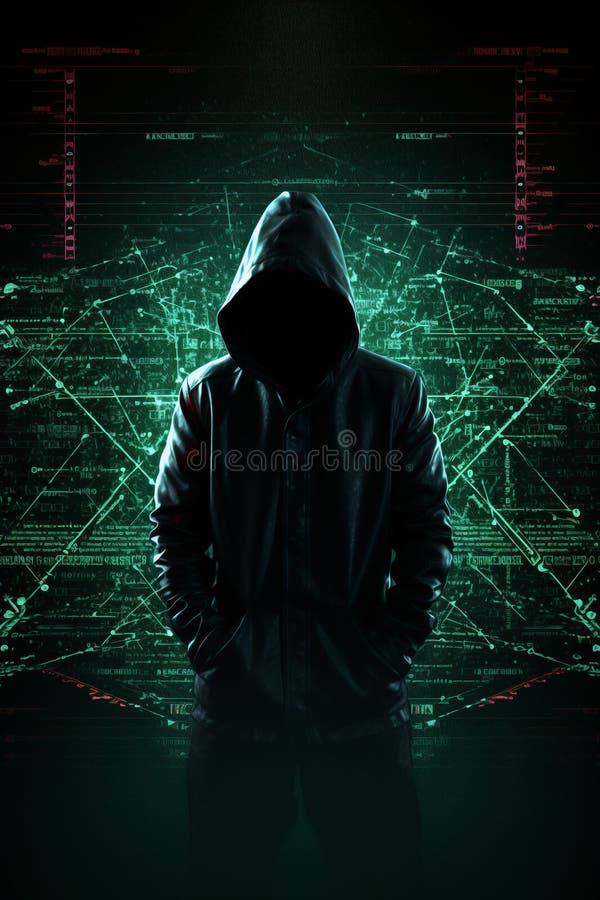 The Dark Web Hooded Hacker Banner Stock Illustration - Illustration of ...