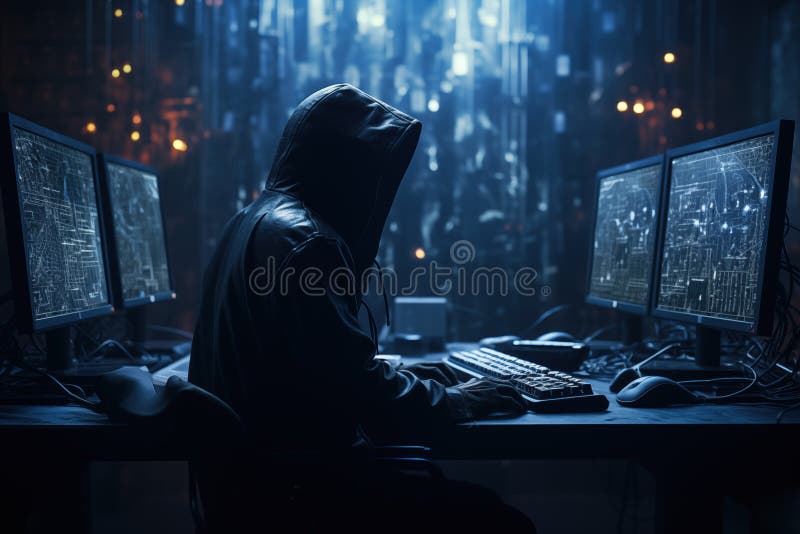 Dark Web Hooded Hacker Cyber War Concept Stock Image - Image of virus ...