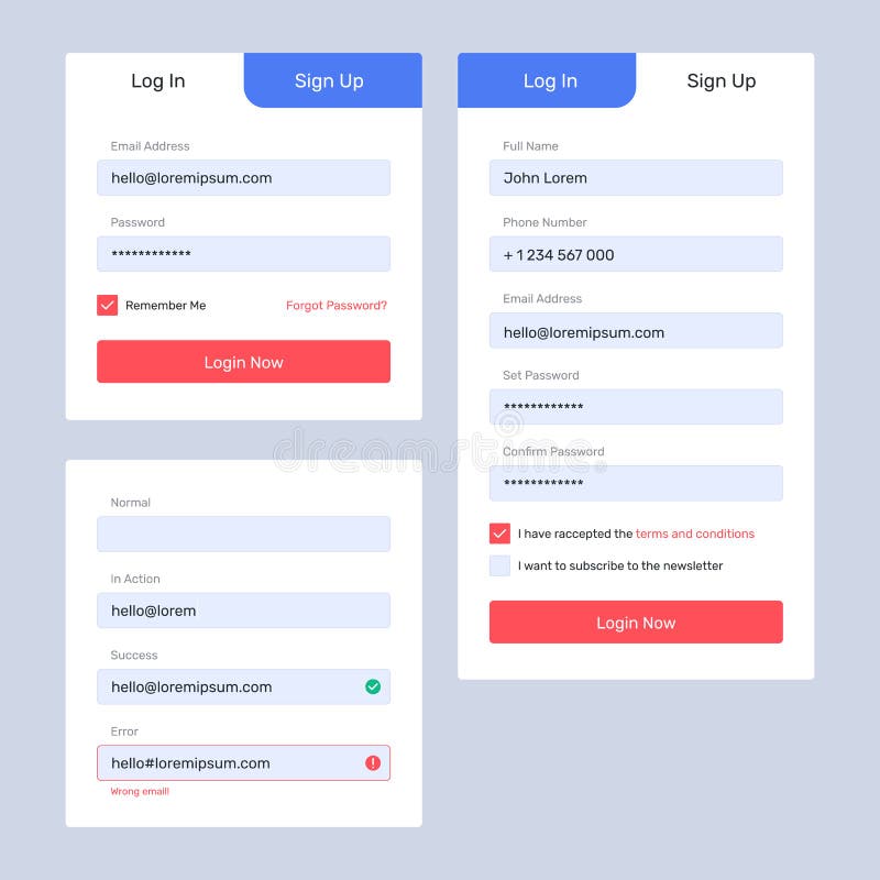 Dark-web-ui-login-signup-form Copy Stock Vector - Illustration of ...