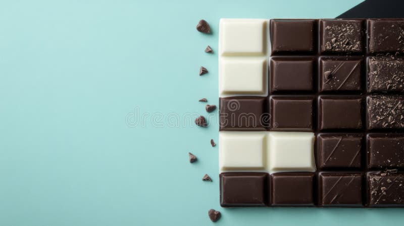 Dark and White Chocolate Square Tiles on Light Turquoise Background ...