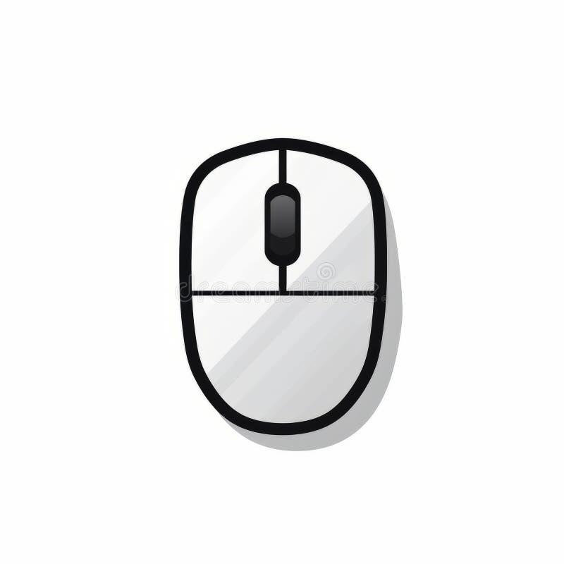 Dark White Minimalistic Computer Mouse Icon in Glass Material Stock ...