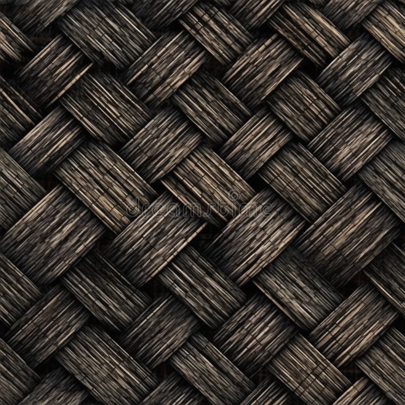 Dark Wicker Basket Weave Texture (AI Generative) Seamless Tile Stock ...