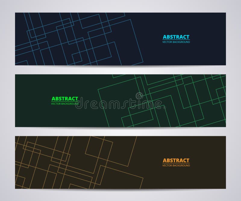 Dark Wide Modern Web Business Vector Banners Set of Three Templates ...