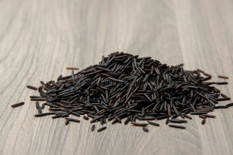 Dark Wild Rice Long Raw Grain Stock Photo - Image of cooking, macro ...