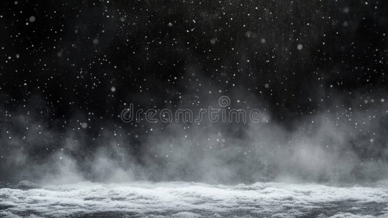 Dark Winter Night Scene with Falling Snow and Fog Stock Illustration ...