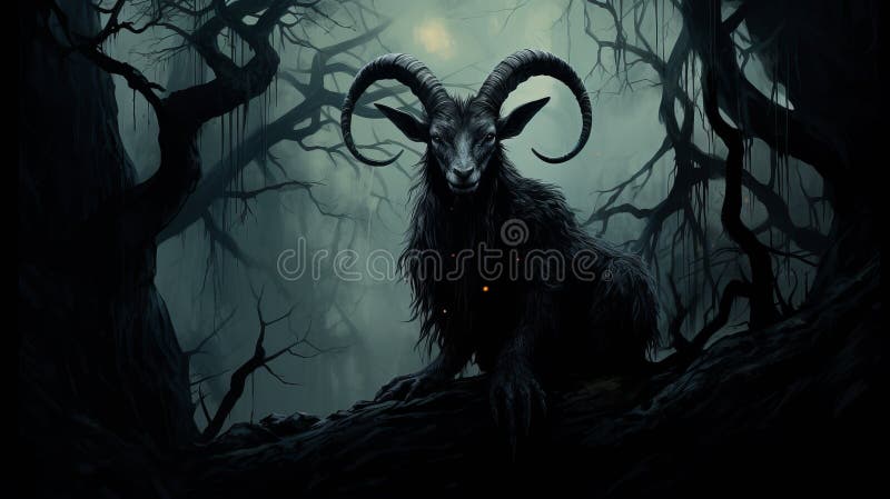 Gothic Goat: Whimsical Character Portrait in Dark Forest Stock ...