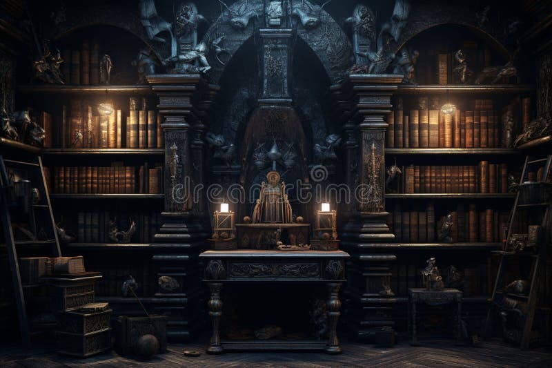 Dark Wizards Bookshelf a Dark Wizards Bookshelf Stock Illustration ...